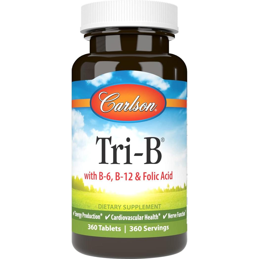 Carlson Labs Tri-B Vitamin B Complex 360 Tablets Gluten-Free, Preserva ...