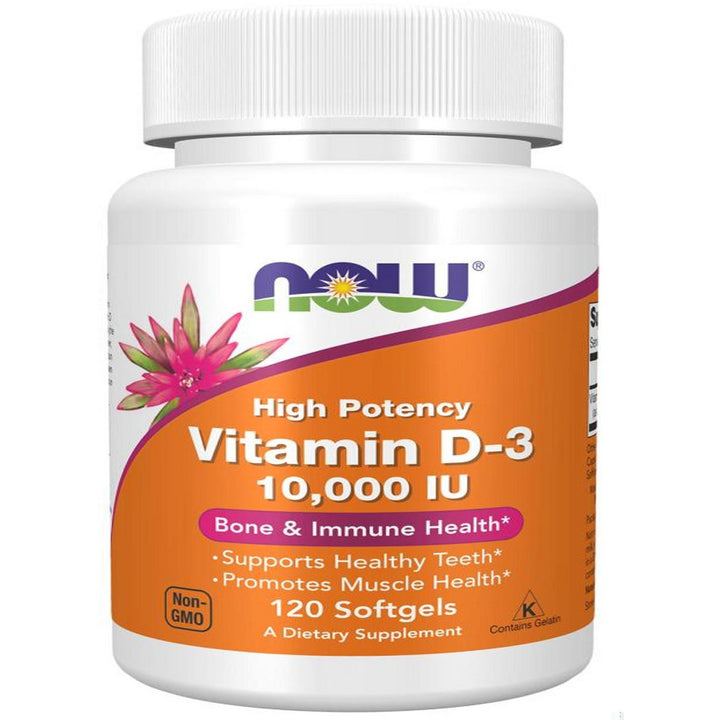 NOW Foods Vitamin D-3 10,000 IU 120 Softgels – Harvest Moon Natural Foods